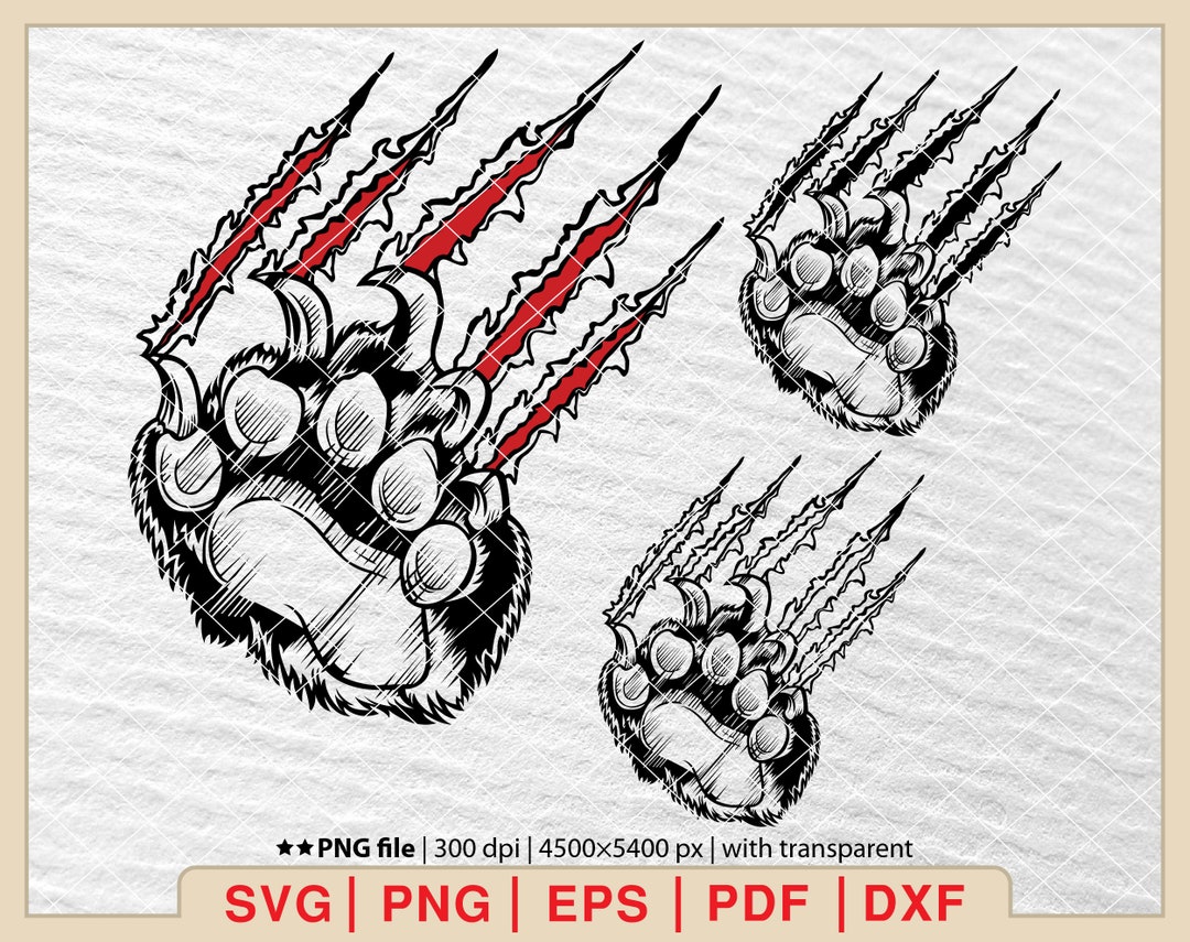 Bear Paw Scratch Svg, Bear Paw Svg, Scratch Claw Svg, Scratches Svg ...