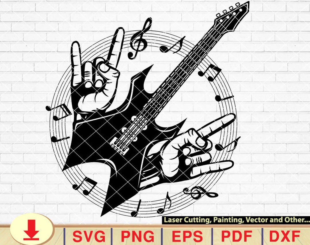Rock Music Note Svg Music Svg Guitar Svg Rock on Hand Svg - Etsy UK