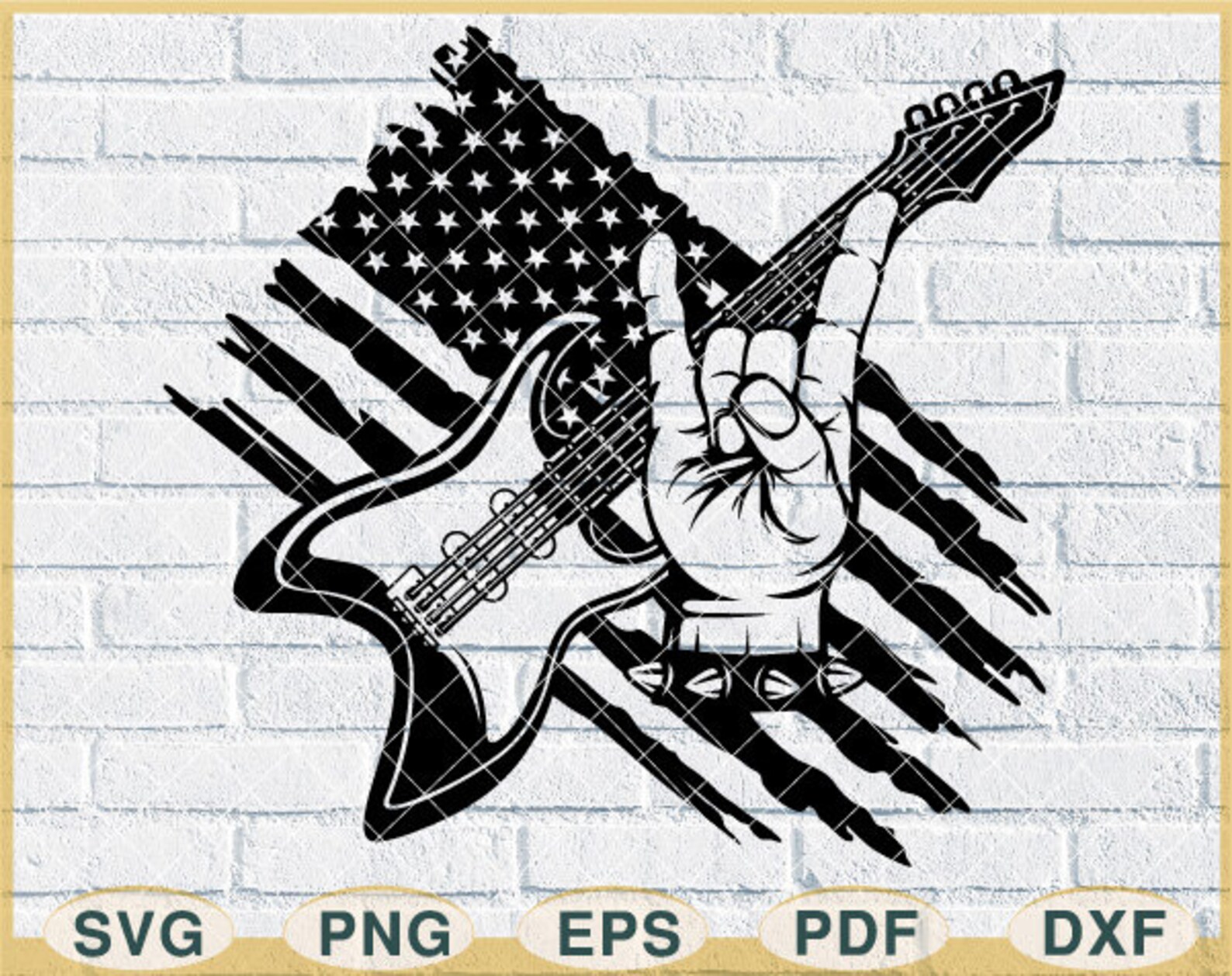 Rock Music and USA Flag Svg Music Note Svg Rock and Roll | Etsy