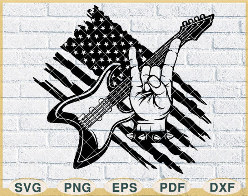 Rock Music and USA Flag Svg Music Note Svg Rock and Roll | Etsy