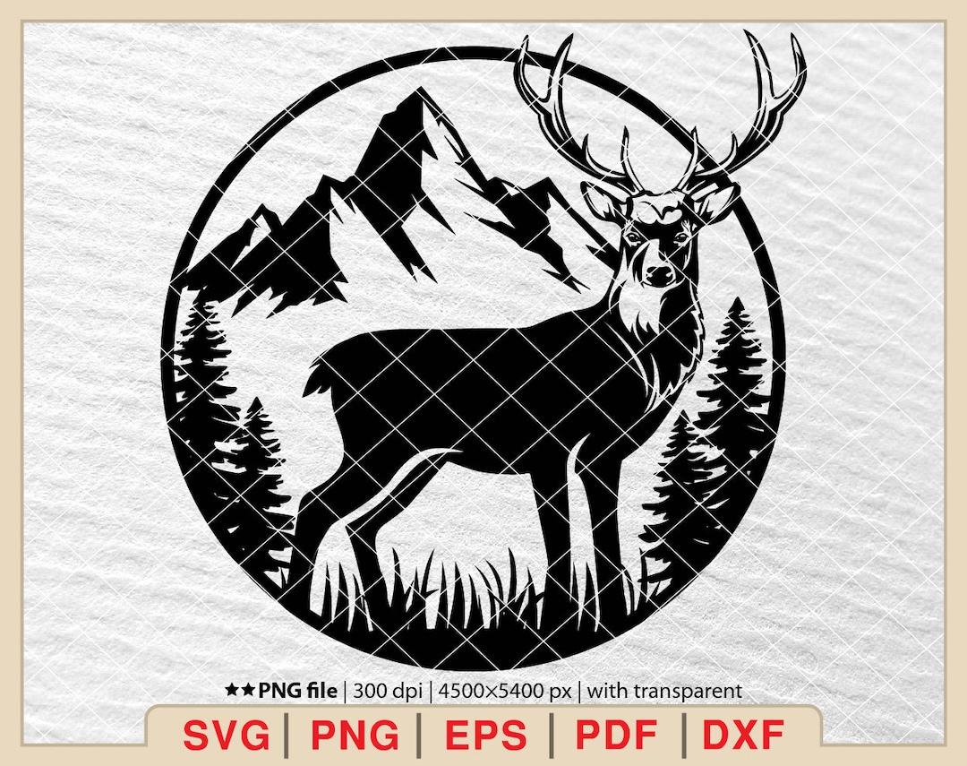 Deer and Mountains Svg,deer Svg,wildlife Svg,adventure Svg,deer Clipart ...