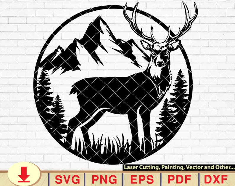 Deer and Mountains Svgdeer Svgwildlife Svgadventure - Etsy