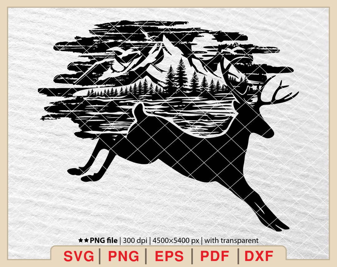 Deer in the Forest Svg, Forest Scene Svg, Deer Scene Svg, Nature Deer ...