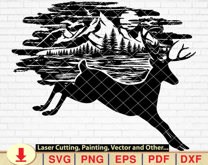 Deer in the Forest Svg Forest Scene Svg Deer Scene Svg - Etsy