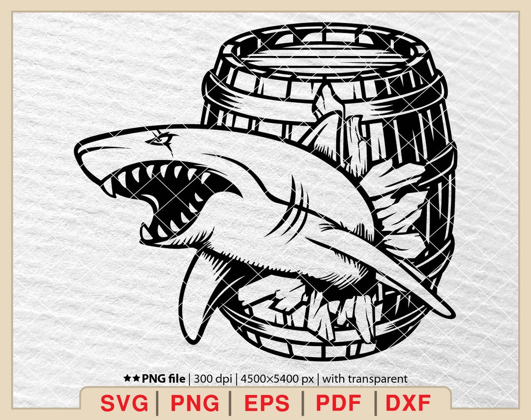Shark in Barrel SVG: Silhouette Clipart Design (digital Files) - Etsy
