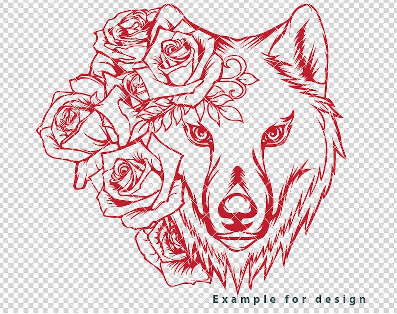 Wolf With Flowers Svg Wolf Flower Svg Wolf Svg Floral Wolf - Etsy