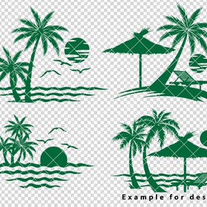 Palm Scene Svg, Sunset Beach Svg, Tropical Svg, Vacation Svg, Beach ...