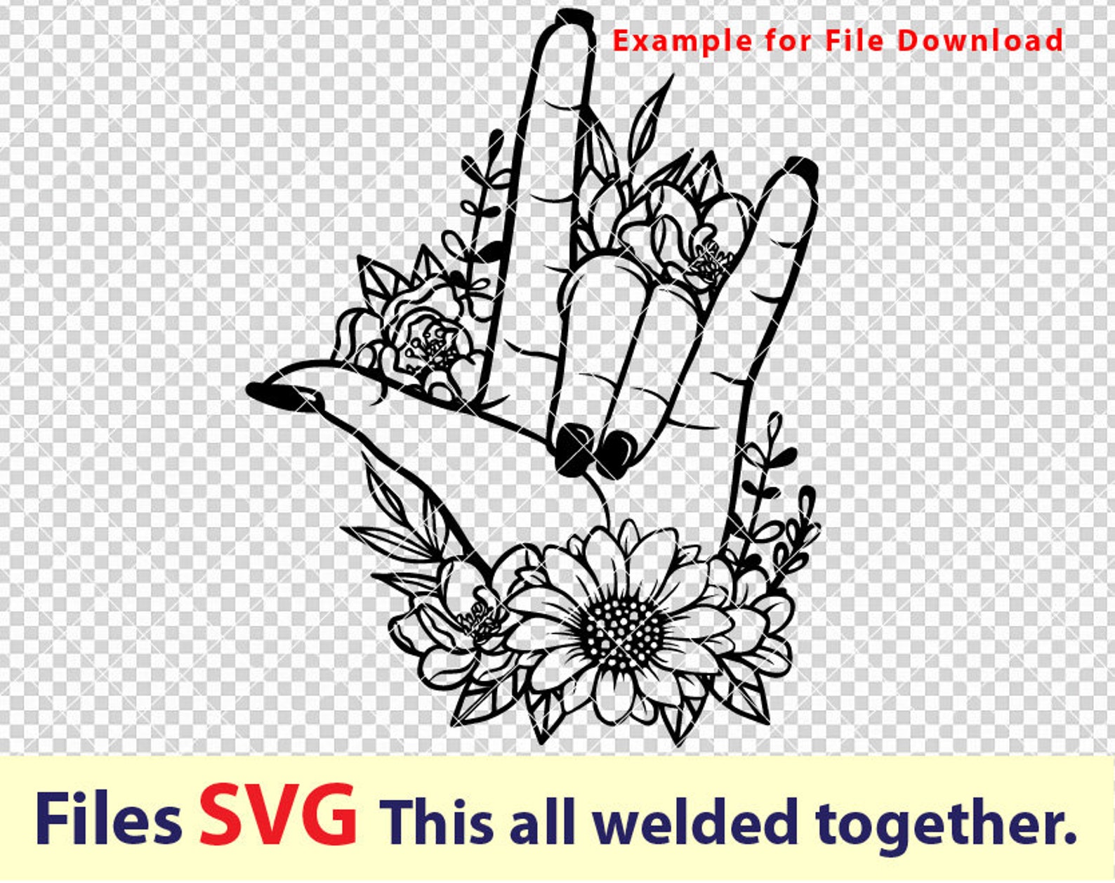 Heavy Metal Hand Svg Hand With Flowers Svg Flowers Rock Svg - Etsy