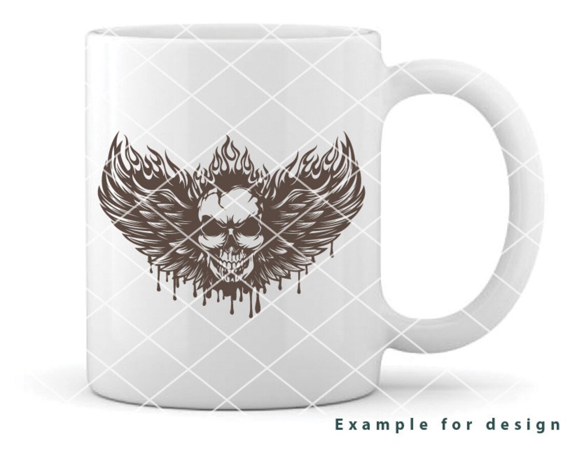 Winged Burning Skull SVG: Skull Head Vector Graphics (digital Download ...