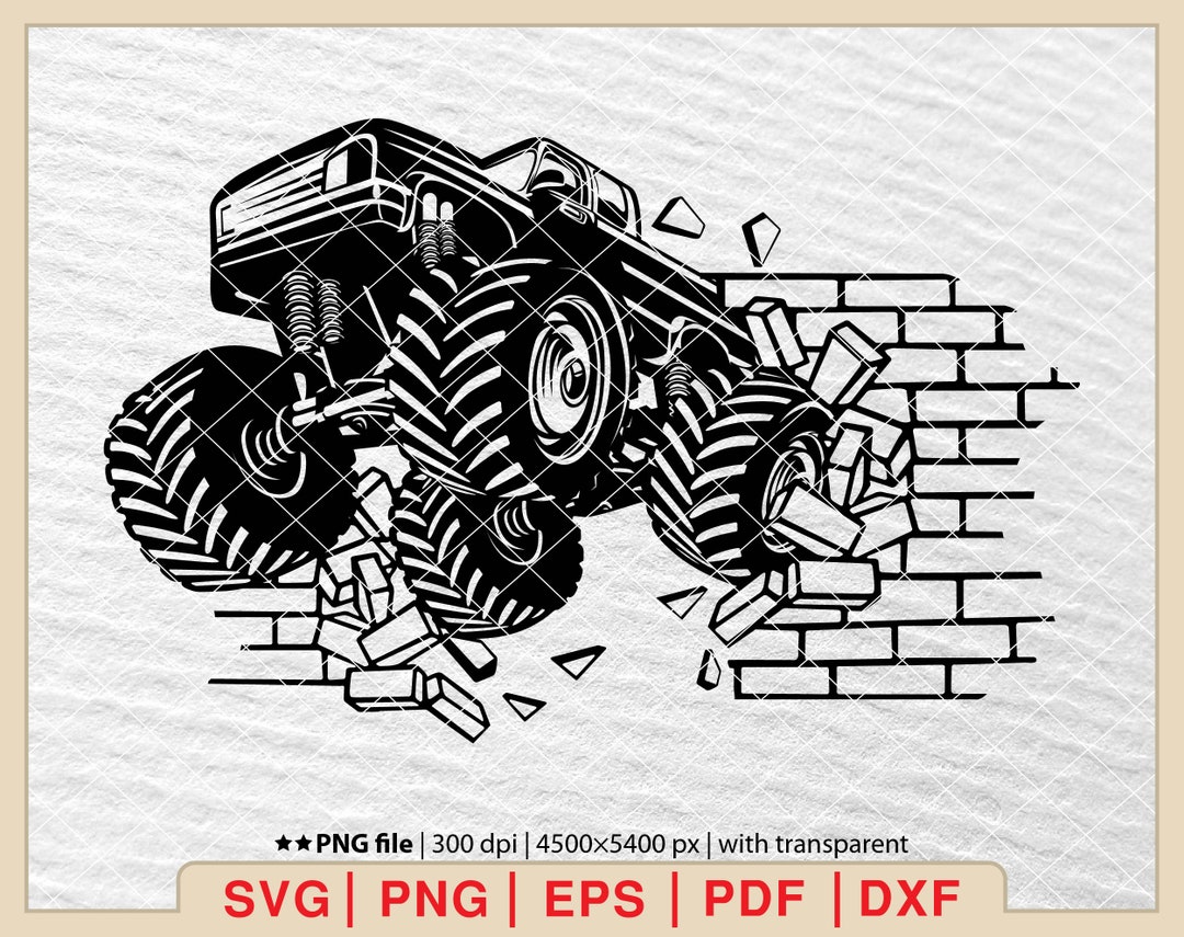 Crashing Monster Truck SVG: Car Decal Wall Art (digital Files) - Etsy