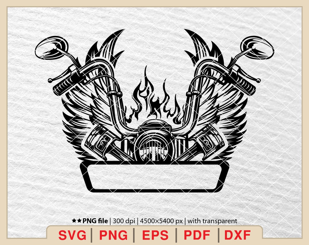 Flaming Motorcycle SVG: Biker Chopper Clipart (digital Files) - Etsy