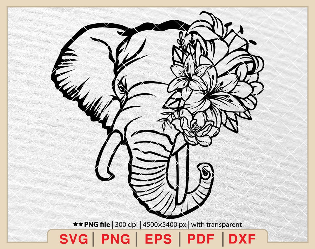 Floral Elephant SVG: Flower Animal Clipart (digital Files) - Etsy
