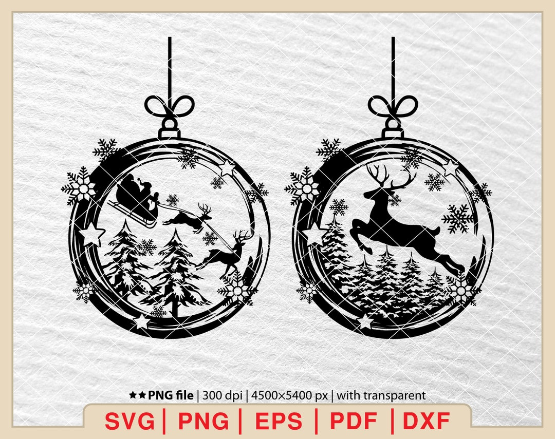 Christmas Scene Svg, Winter Scene Svg, Deer Scene Svg, Santa Claus Svg ...