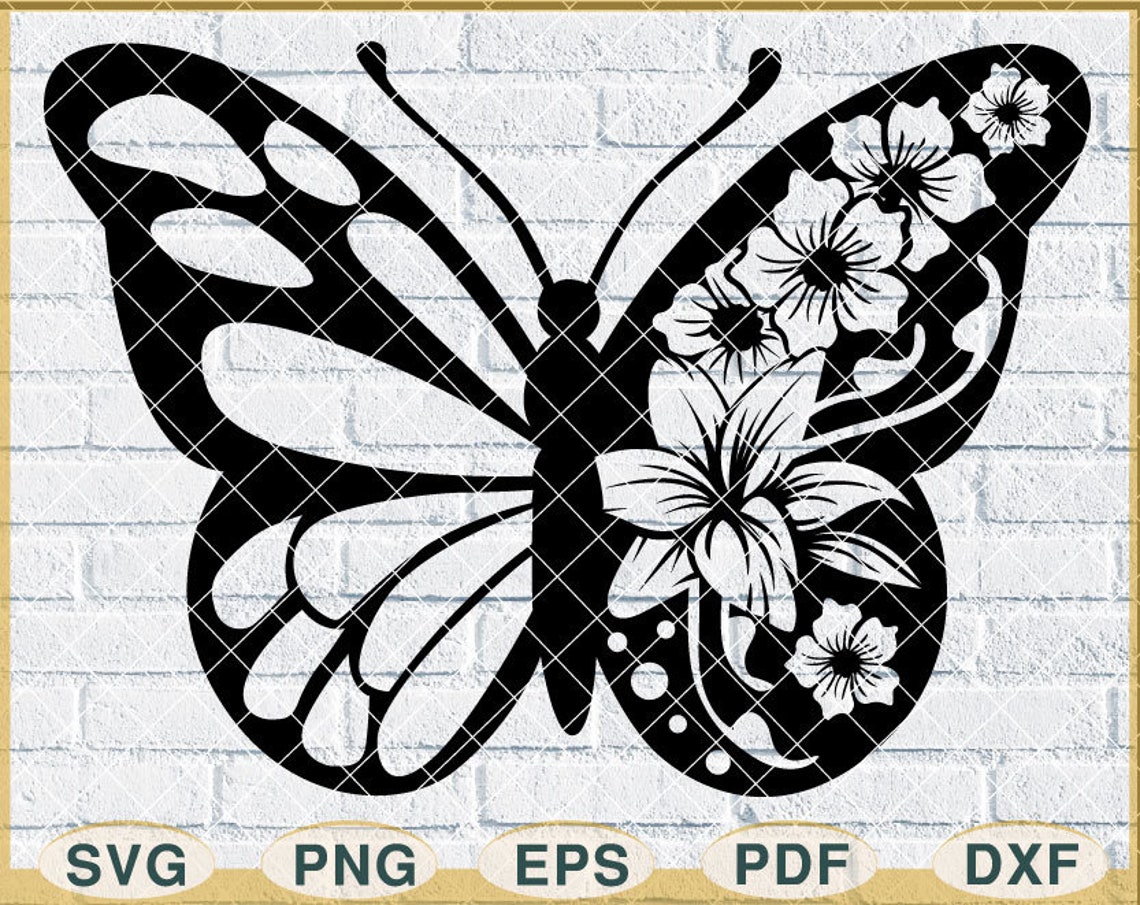Floral Butterfly Svgbutterfly Svgflower Butterfly - Etsy
