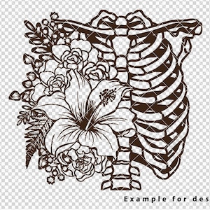 Rib Cage Floral Svgribcage Flowers Svgskeleton Flower - Etsy