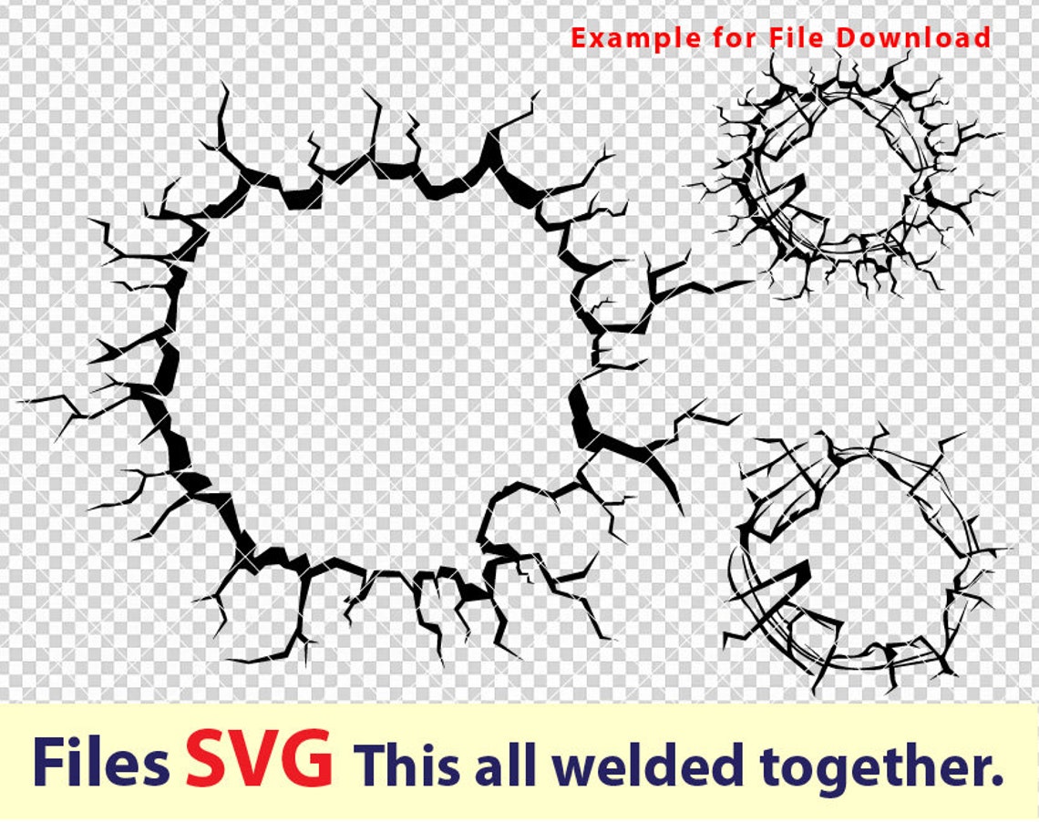 Hole Crack Svg Crack Svg Wall Crack Svg Explosion Svg Big Etsy