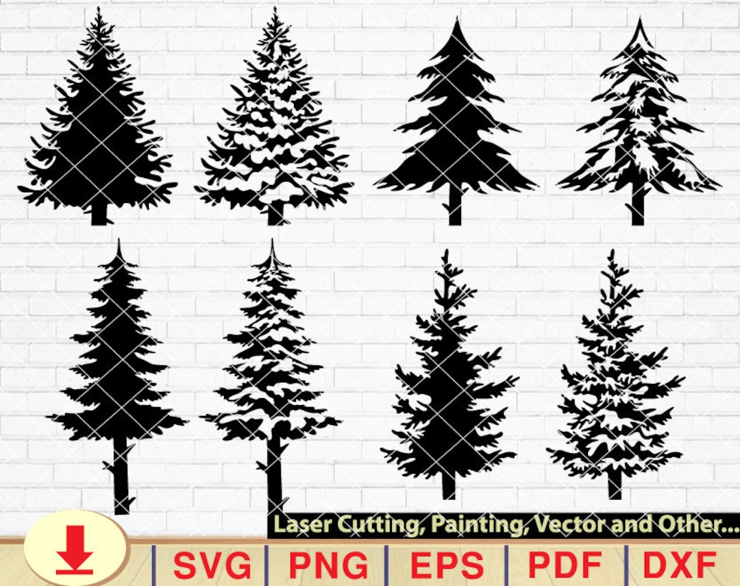 Snowy Christmas Tree SVG Bundle: Pine Tree Clipart (digital Download ...
