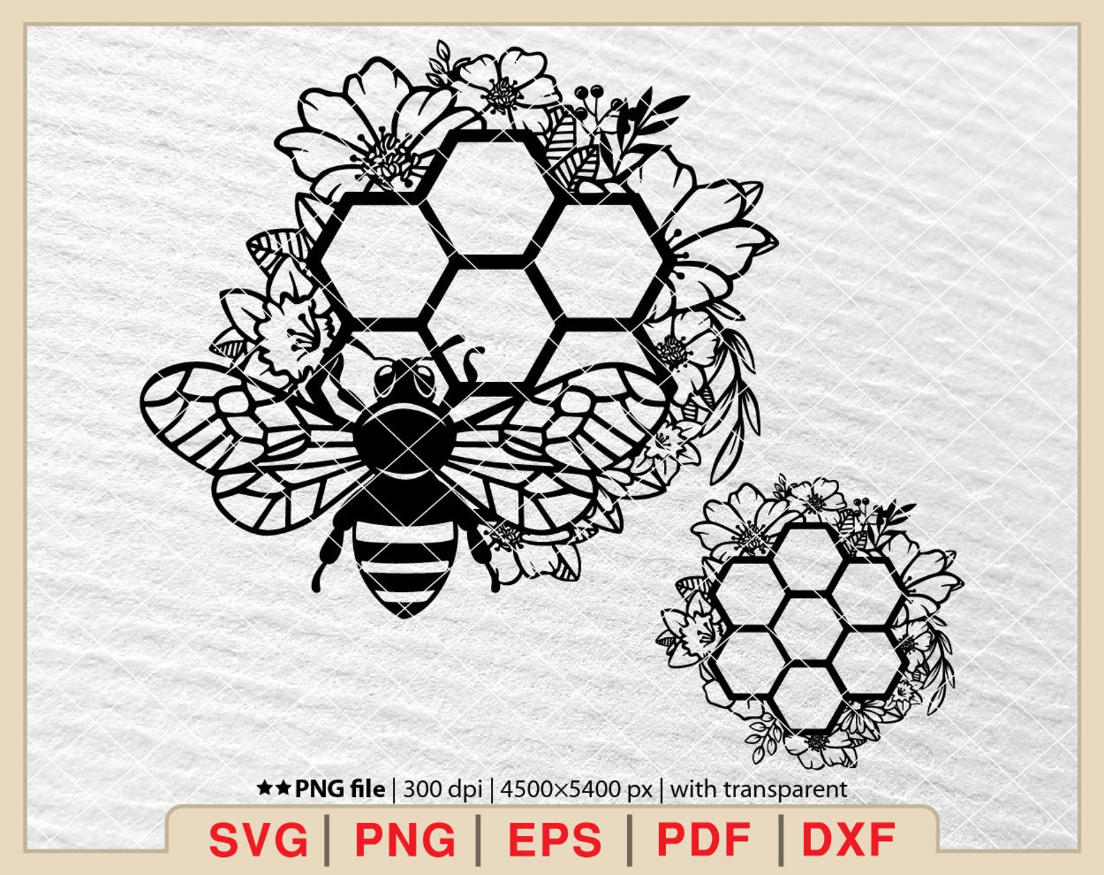 Floral Bee SVG Bundle: Honeycomb & Flower Designs (digital Download) - Etsy