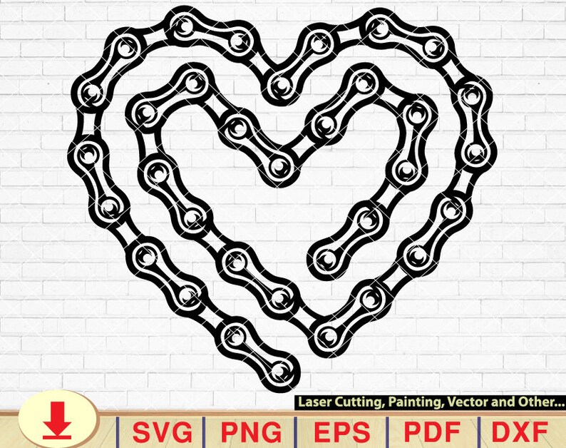 Bicycle Chain Heart Svg Love Bicycle Svg Chain Link Heart - Etsy