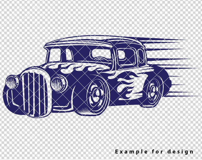 Hot Rod With Flames Svgclassic Car Svghot Rod Car - Etsy