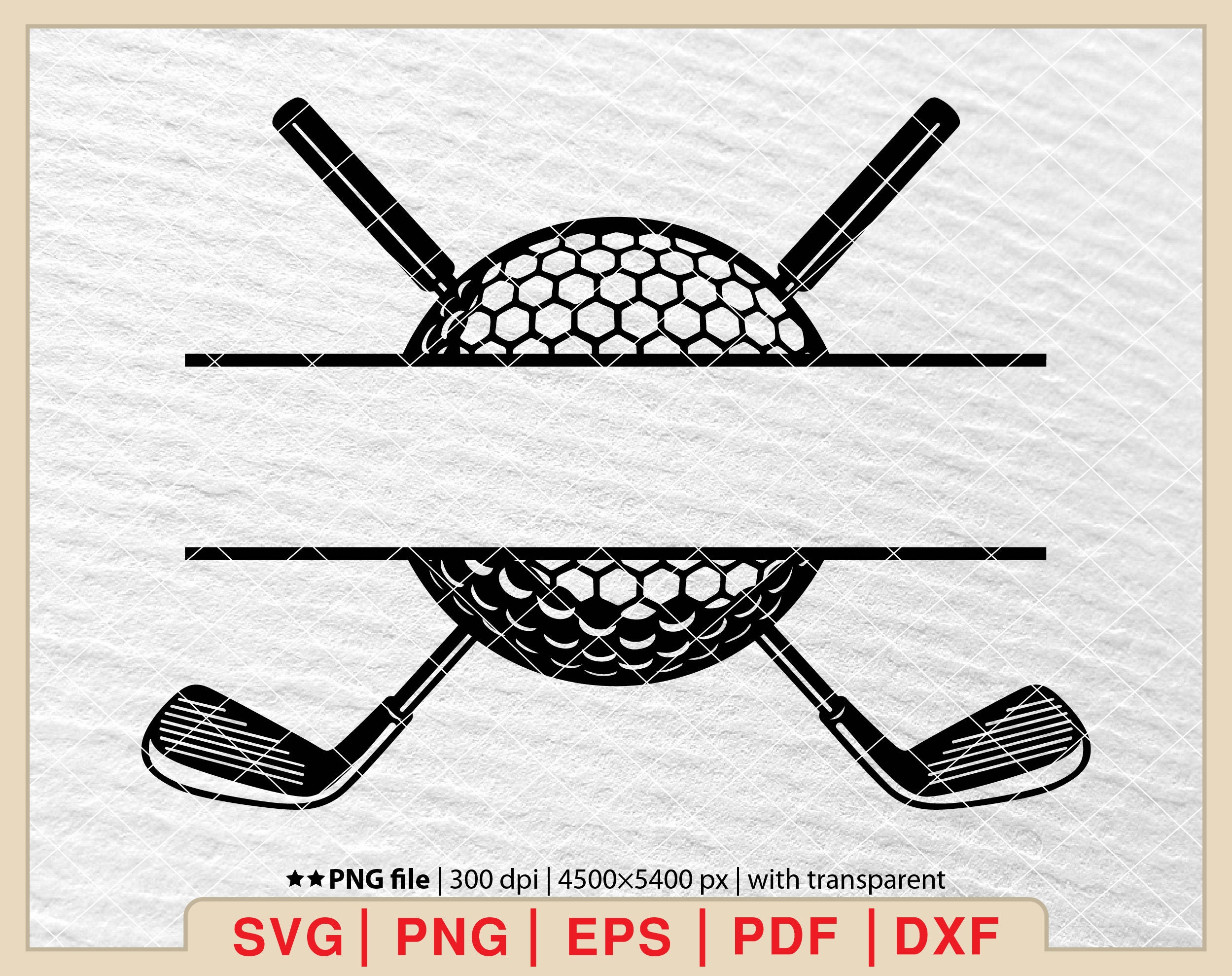 Golf Monogram Frame SVG: Ball & Clubs Clipart (digital Files) - Etsy