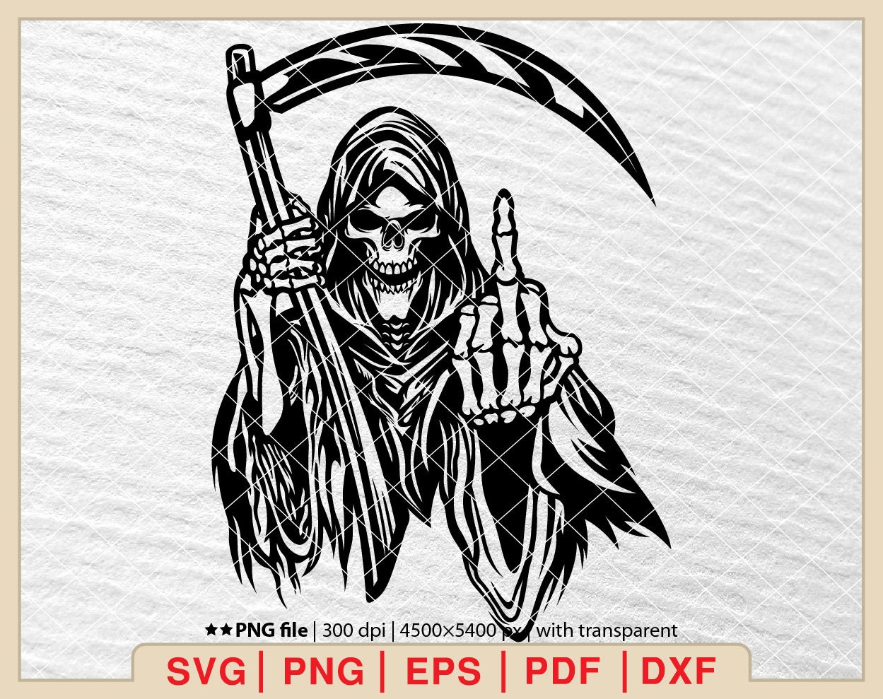Grim Reaper Middle Finger SVG: Skull & Scythe Clipart (digital Download ...