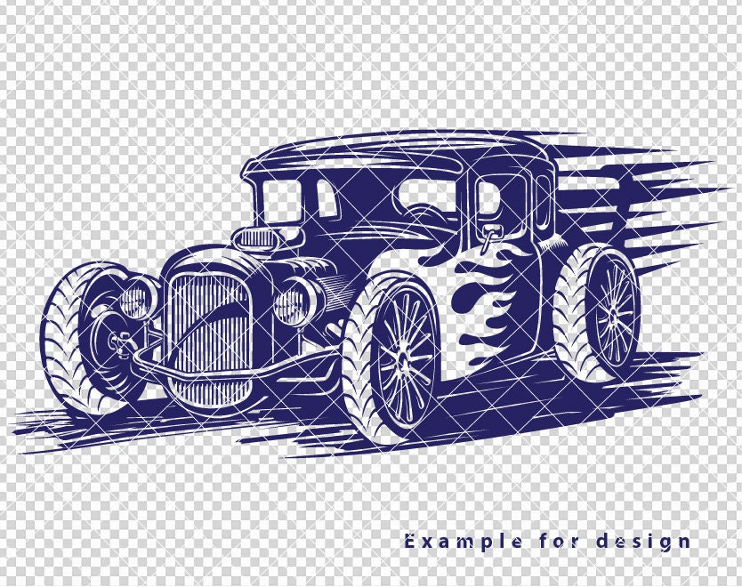 Hot Rod With Flames Svgclassic Car Svghot Rod Car - Etsy