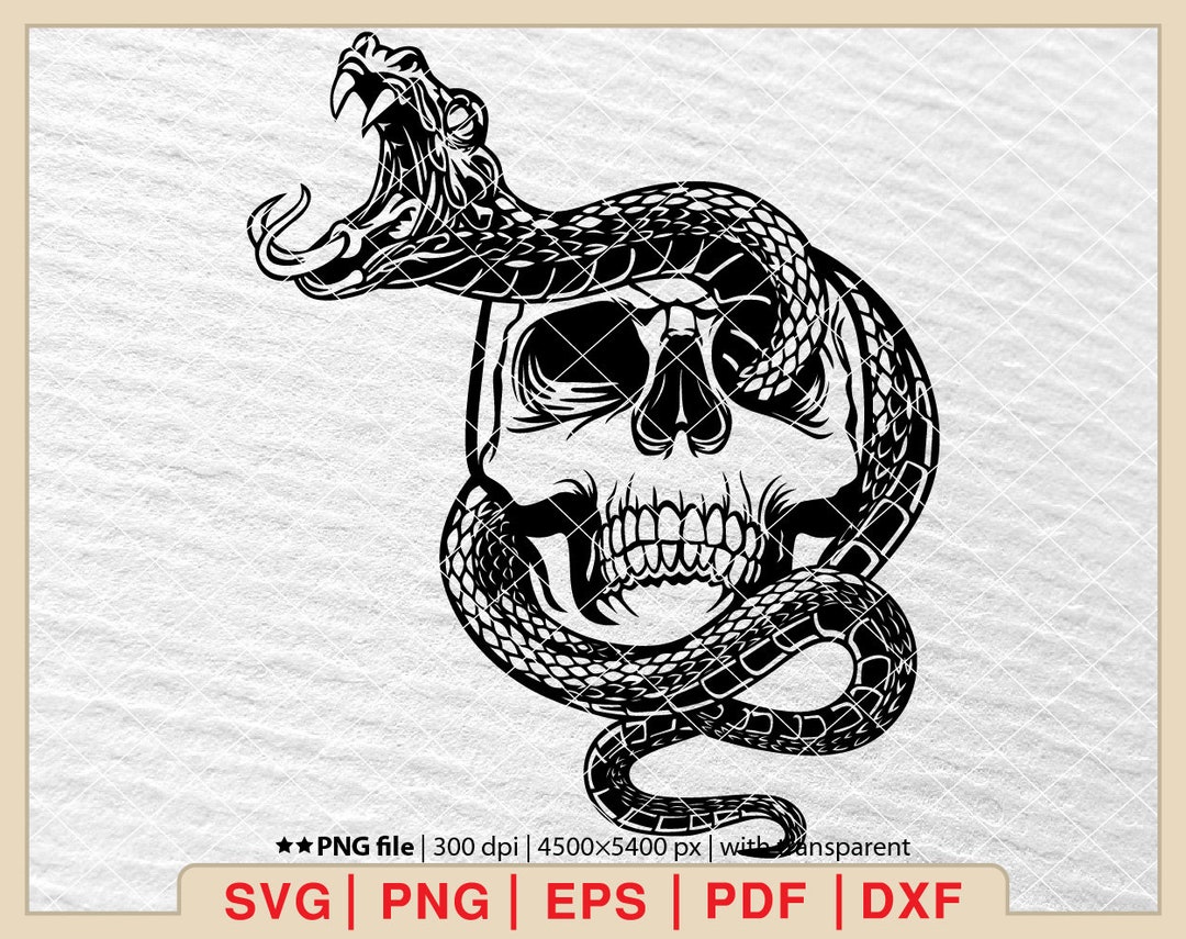 Snake and Skull Head SVG, Horror Skeleton Svg, Snake Skull Svg, Skull ...