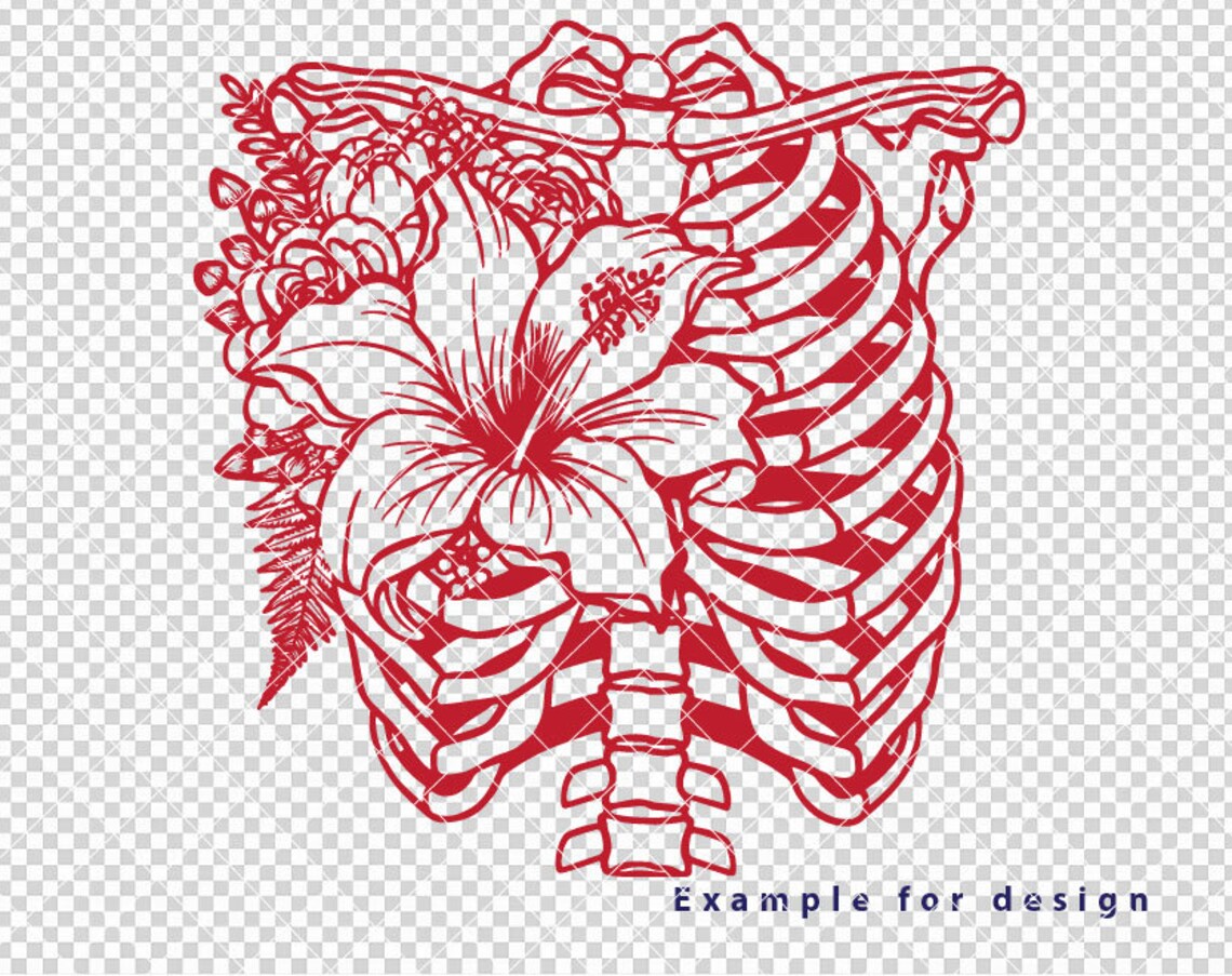 Rib Cage Floral Svgribcage Flowers Svgskeleton Flower | Etsy