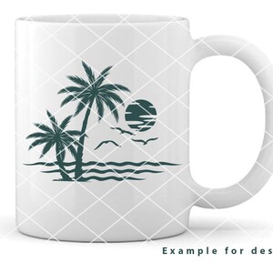 Palm Scene Svg, Sunset Beach Svg, Tropical Svg, Vacation Svg, Beach ...