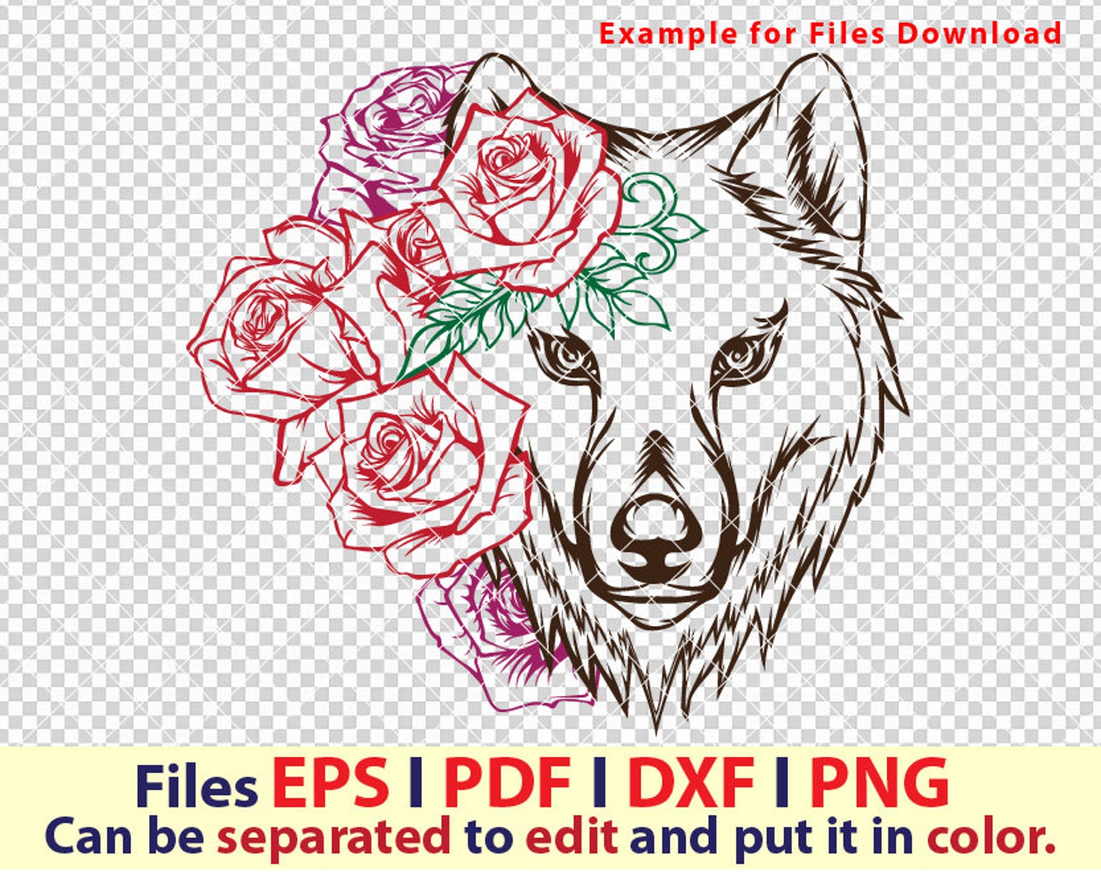 Wolf With Flowers Svg Wolf Flower Svg Wolf Svg Floral Wolf - Etsy
