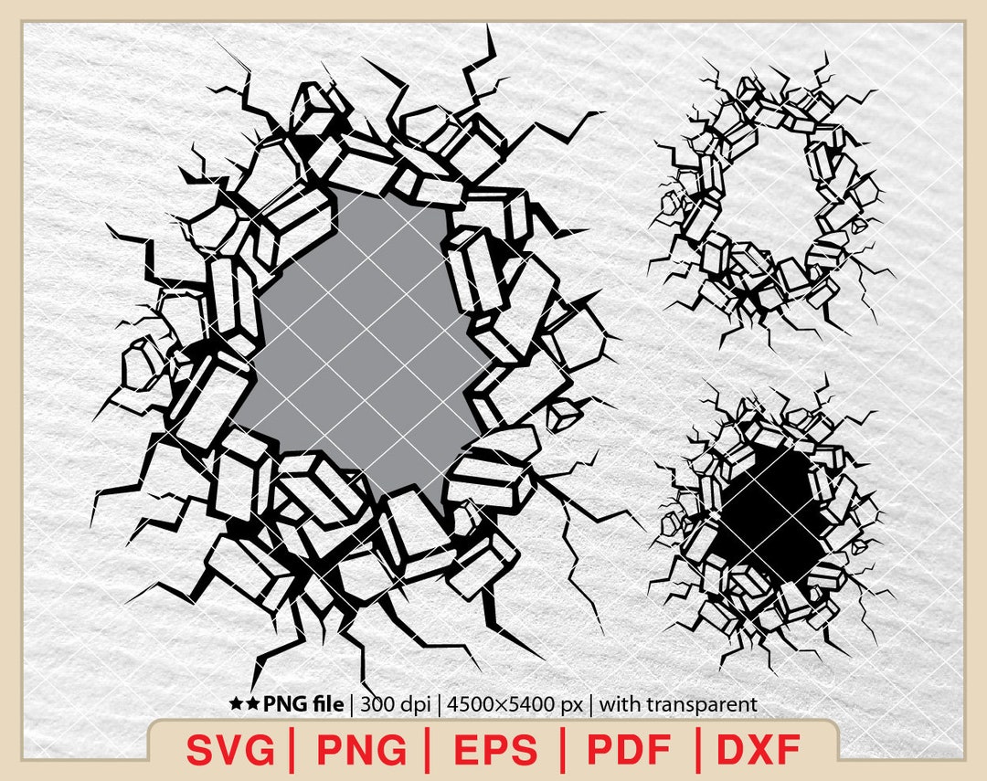 Cracked Wall SVG, Explosion Svg, Bullet Hole Svg, Broken Wall Svg ...