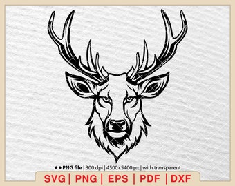 Deer Head SVG, Deer Svg, Deer Hunting SVG, Animal Svg, Buck Head Svg, Deer Head Silhouette, Deer ...