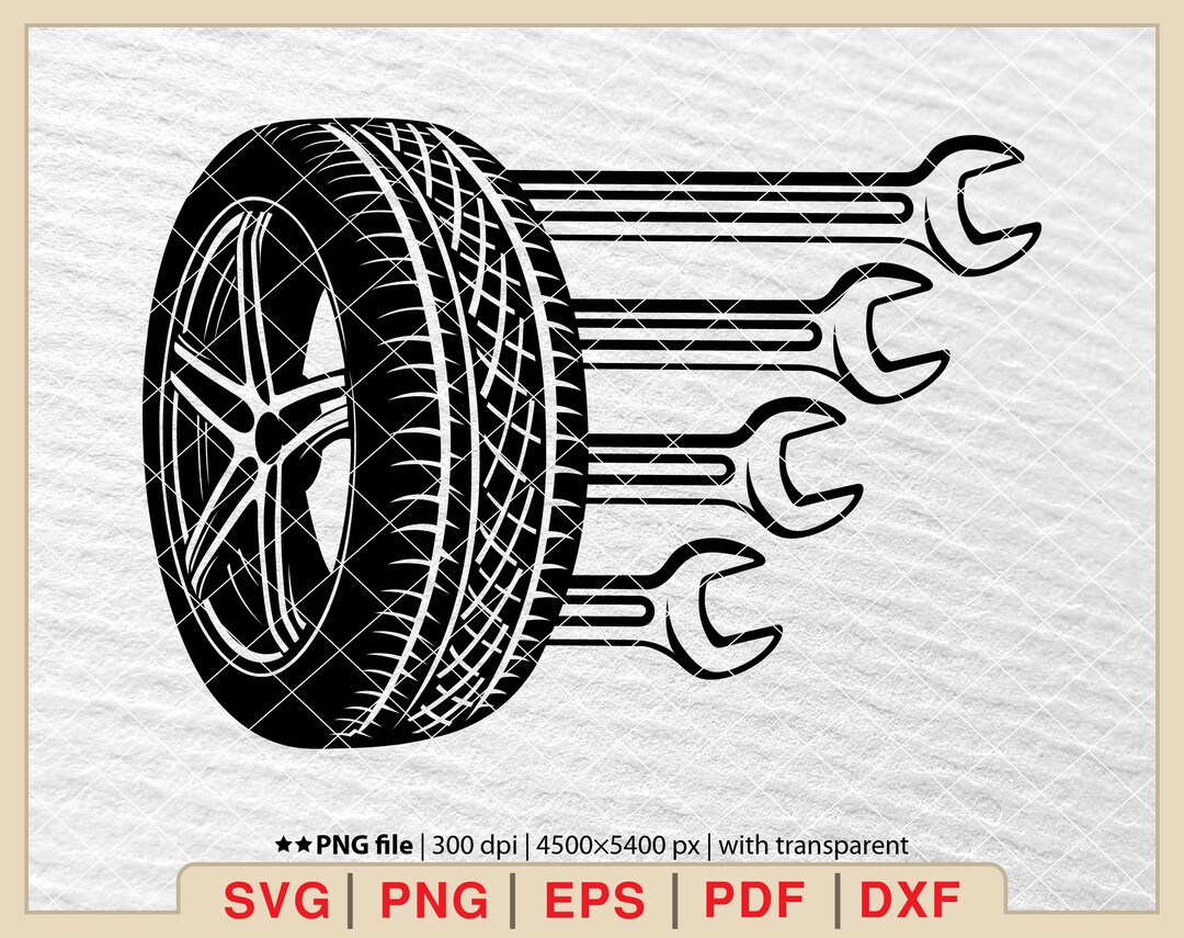 Car Wheel & Wrench SVG: Mechanic Repair Tool Clipart (digital Files) - Etsy
