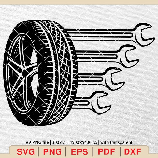Tire and Wrench Svg - Etsy