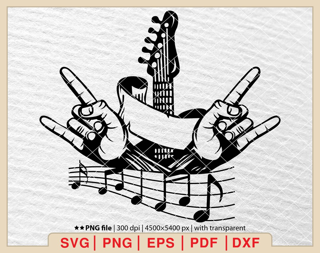 Rock Music Svg,music Note Svg,rock and Roll Music Svg,rock Hand Svg ...