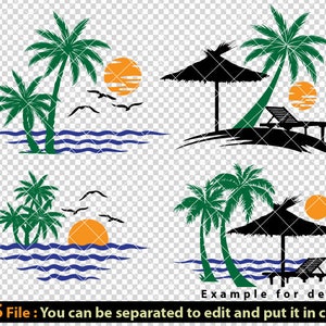 Palm Scene Svg Sunset Beach Svg Tropical Svg Vacation Svg - Etsy