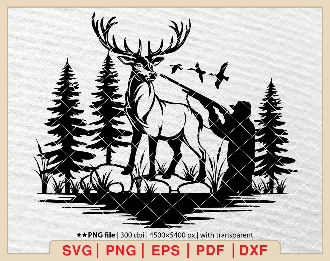 Deer Hunter SVG: Antler Silhouette, Hunting Season Clipart (digital ...