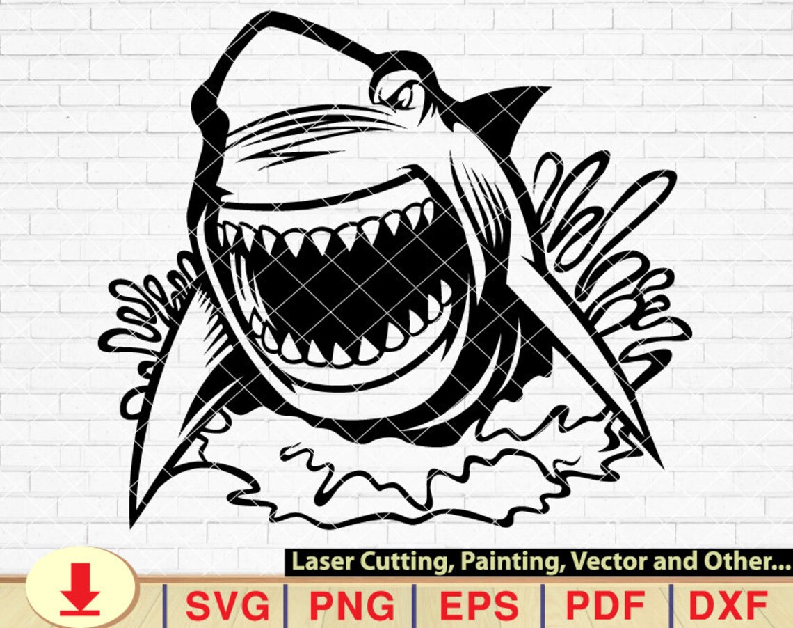 Shark in the Ocean Svg Shark Svg Shark Silhouette Shark - Etsy