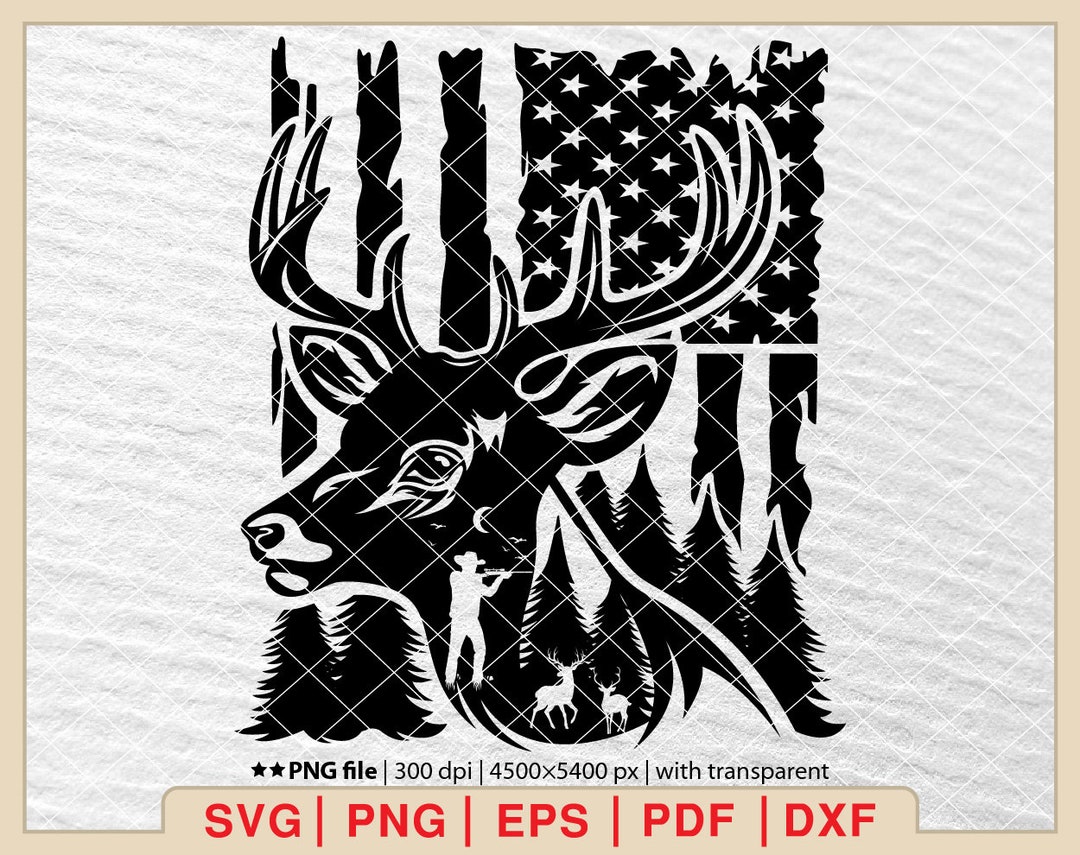 Deer Hunt Flag Svg, Deer Flag Svg, Hunting Flag Svg, Nature Deer Svg ...
