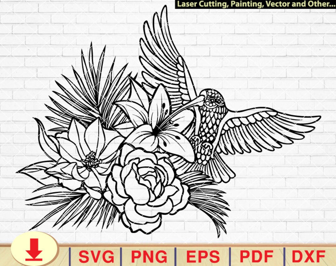 Flores de colibrí svg Colibrí svg Pájaro svg Vector - Etsy España