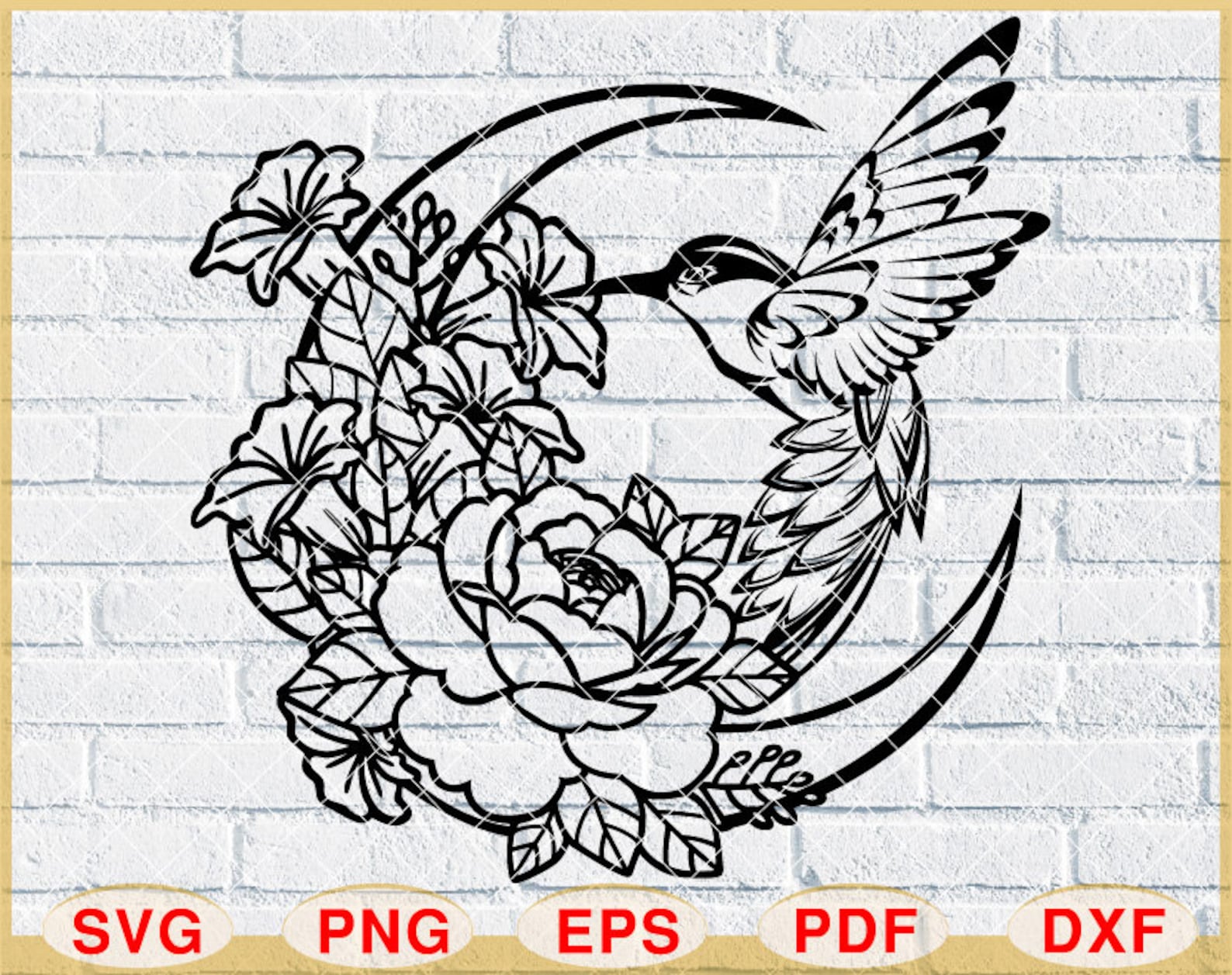 Colibrí floral Flores de colibrí svg Colibrí svg Vector de - Etsy México