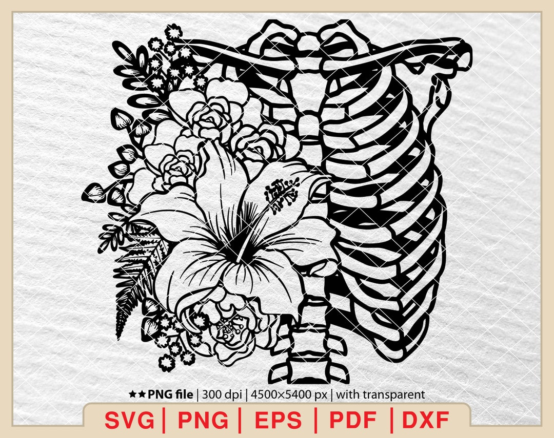 Floral Rib Cage SVG: Skeleton Flower Vector (digital Files) - Etsy UK