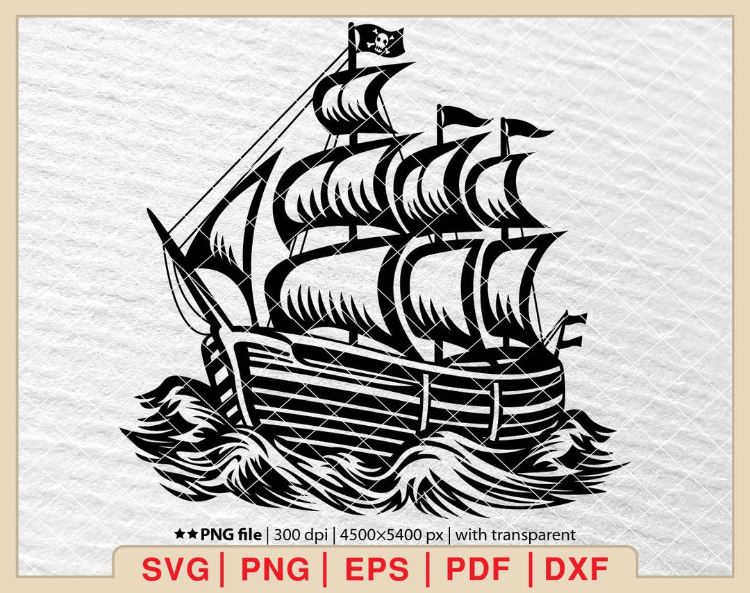 Pirate Ship SVG, Ship Captain Svg, Black Ship Svg, Nautical Ship Svg ...