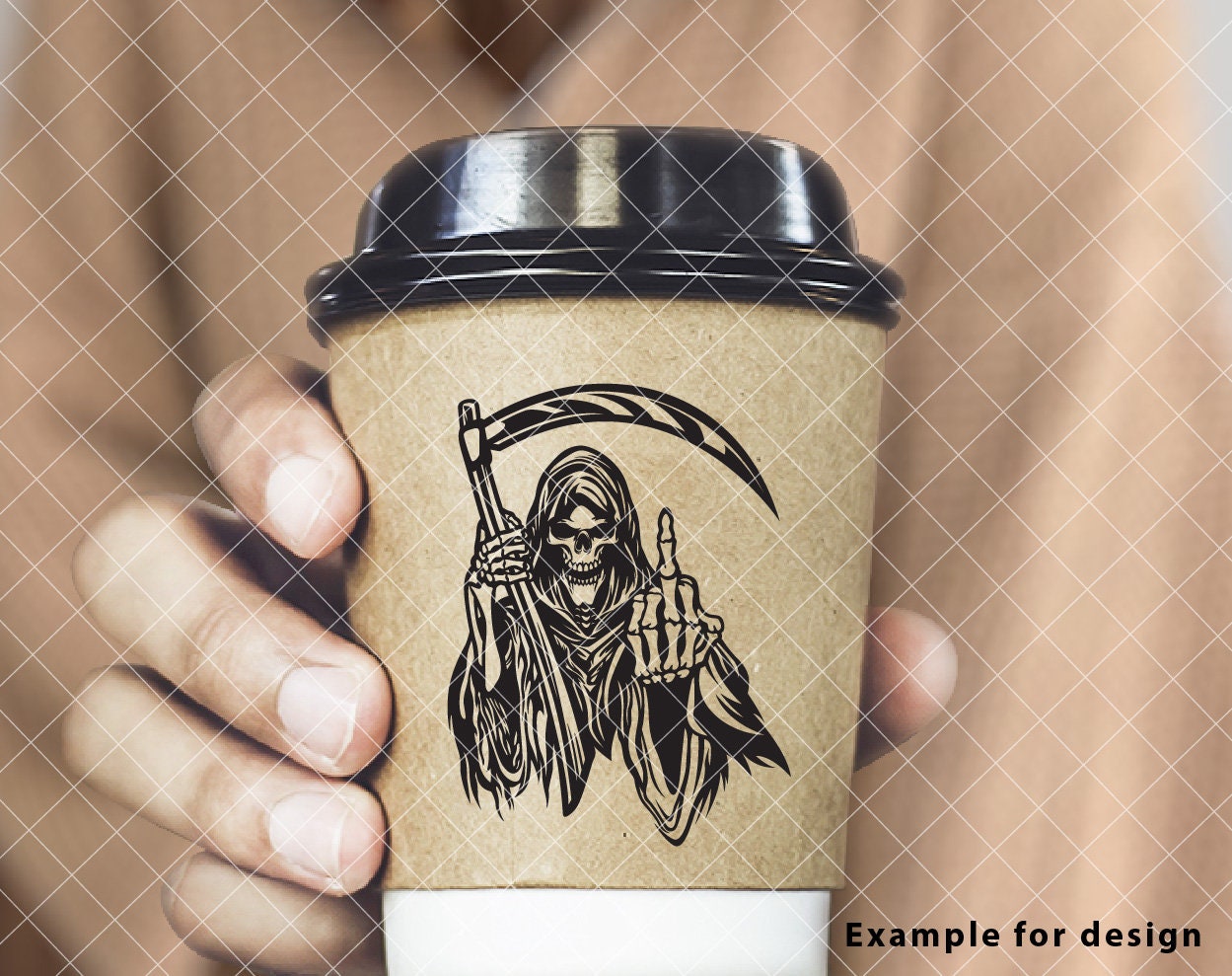Grim Reaper Middle Finger SVG: Skull & Scythe Clipart (digital Download ...