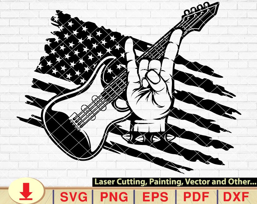Rock Music and USA Flag Svg Music Note Svg Rock and Roll - Etsy