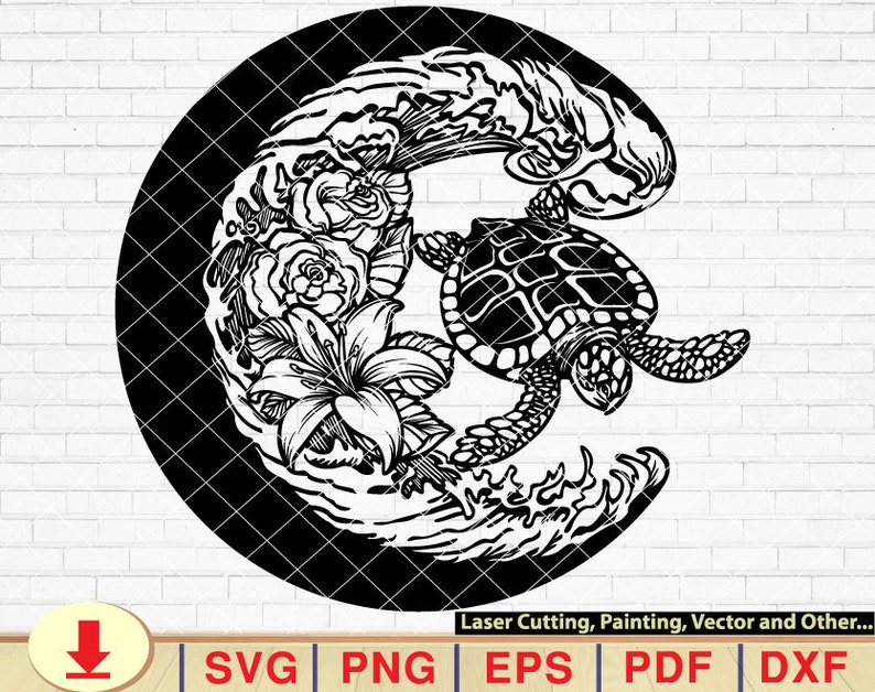 Turtle With Wave Svg Turtle Svg Sea Turtle Svg Flower - Etsy
