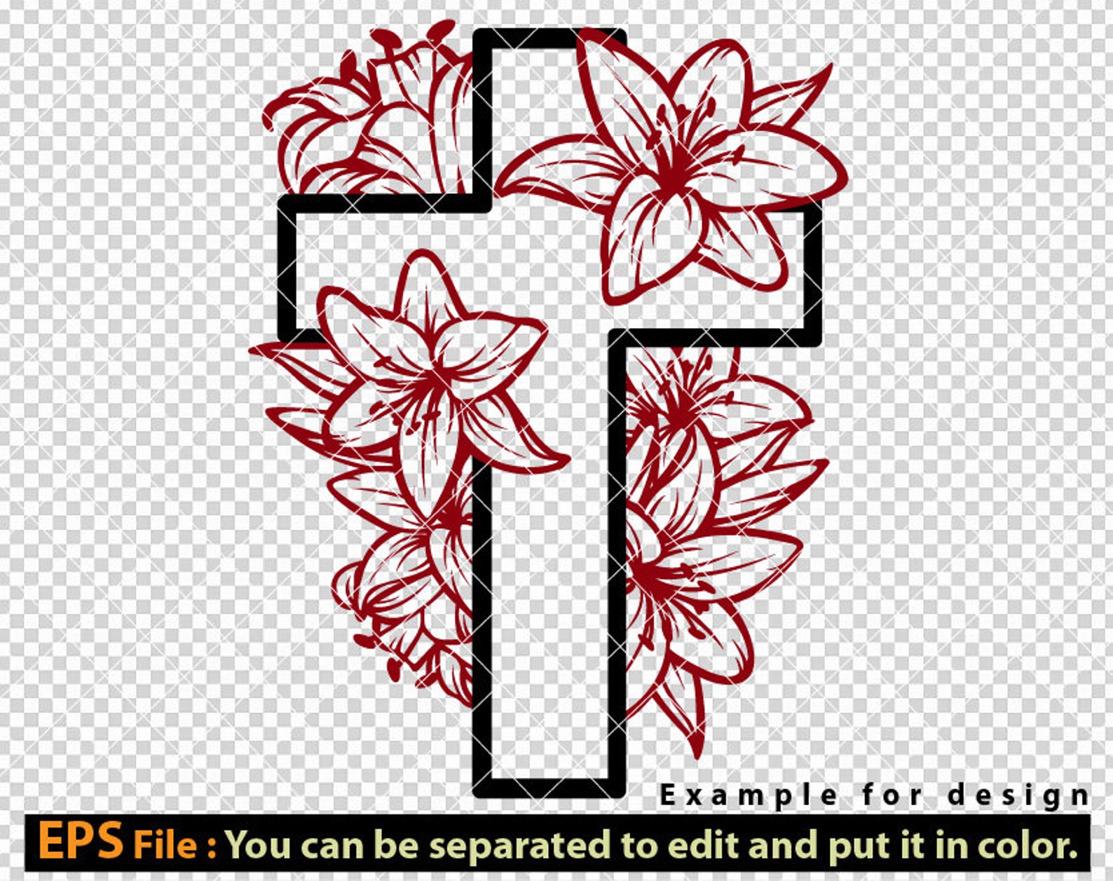 Floral Cross Svg Cross and Flowers Svg Floral Svg Christian - Etsy