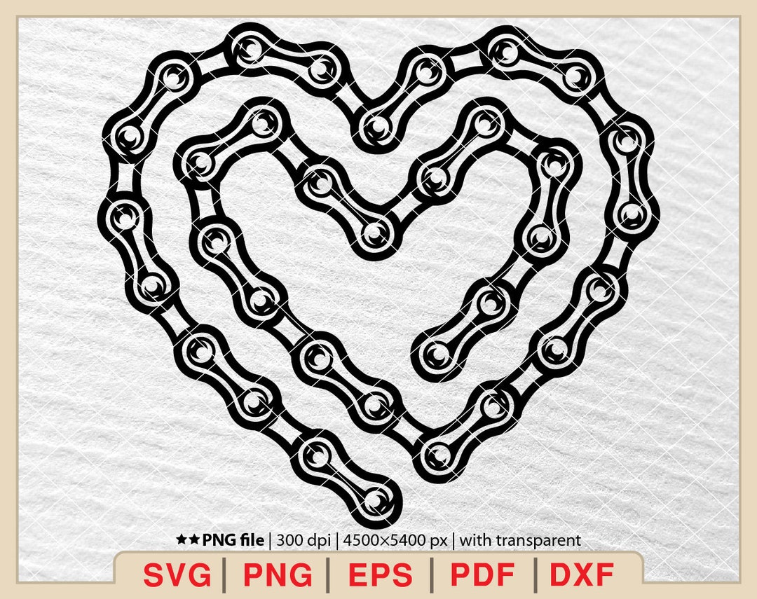 Bicycle Chain Heart Svg, Love Bicycle Svg, Chain Link Heart Cycle Svg ...