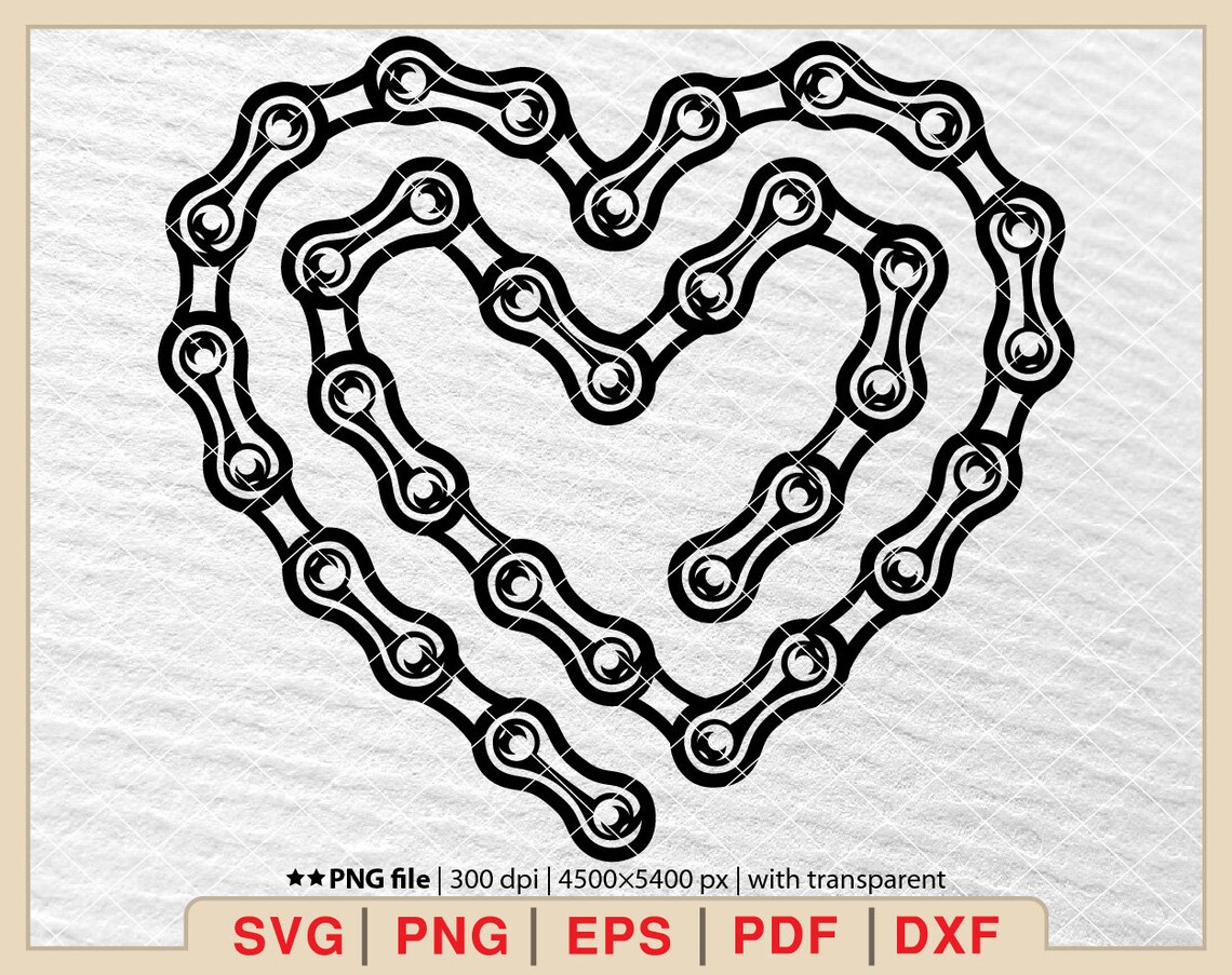 Bicycle Chain Heart SVG: Love Cycling Design (digital Files) - Etsy